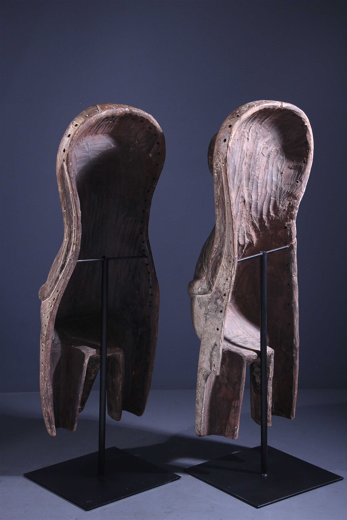 Paire de grands masques ventraux Makonde Ndimu (10653) - Masque africain