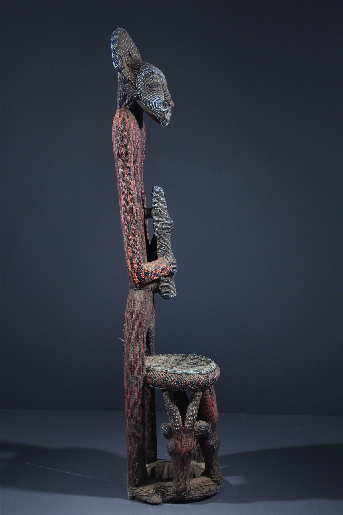 Statue-trône perlée Afo -a- Kom (11448) - Trône Bamileke - Art africain