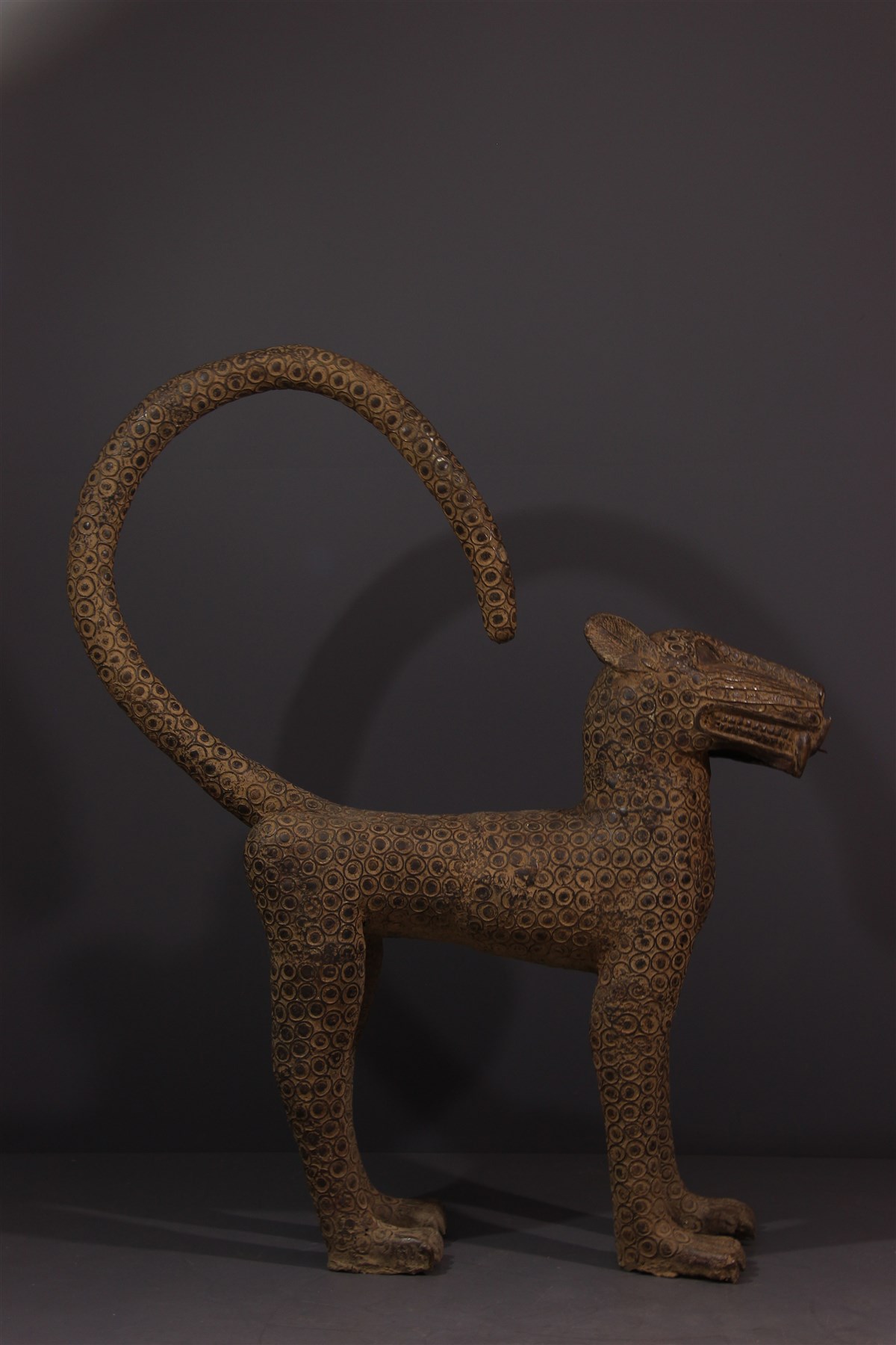 Couple de grands léopards Benin Bini Edo (12099) - Bronze africain