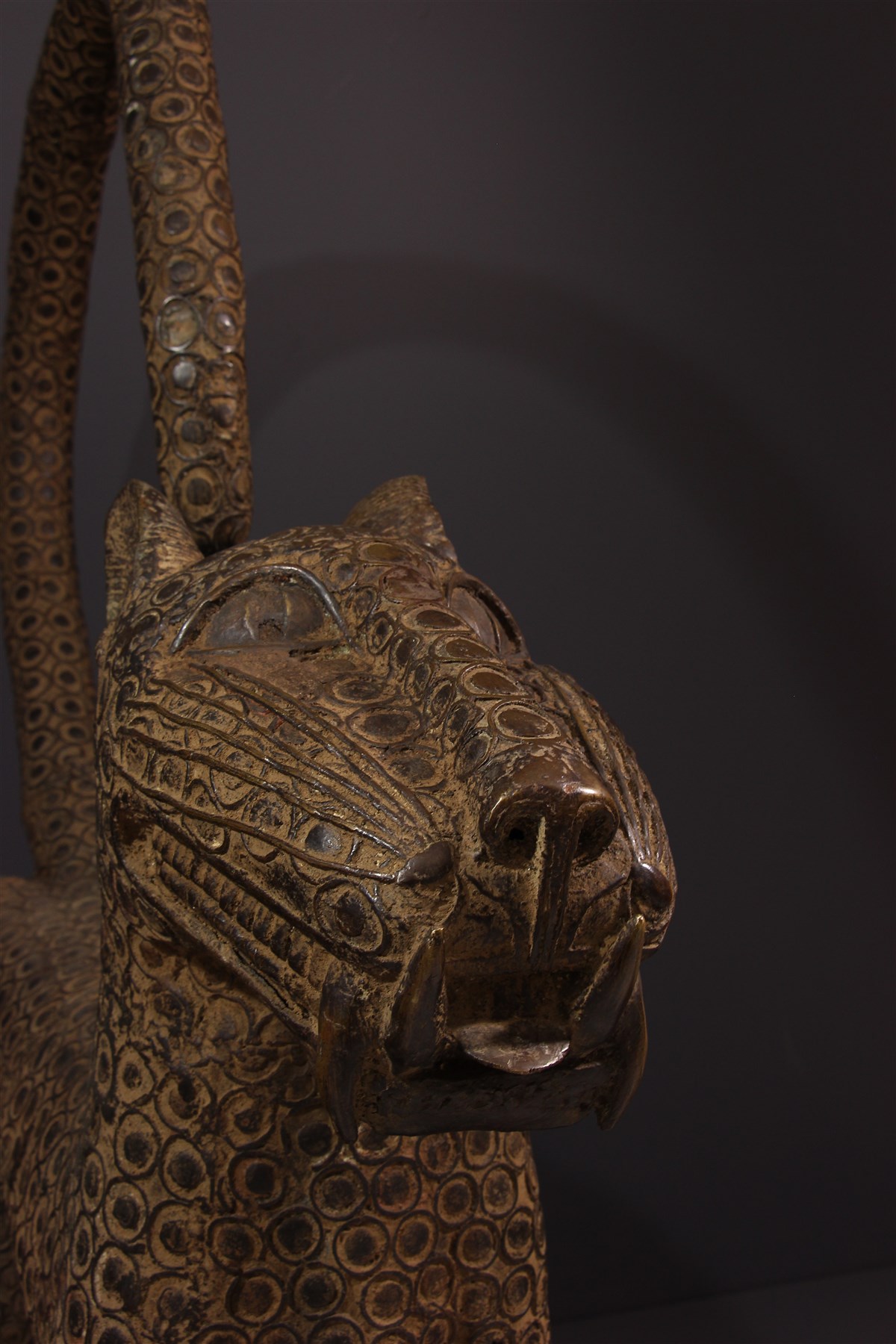 Couple de grands léopards Benin Bini Edo (12099) - Bronze africain