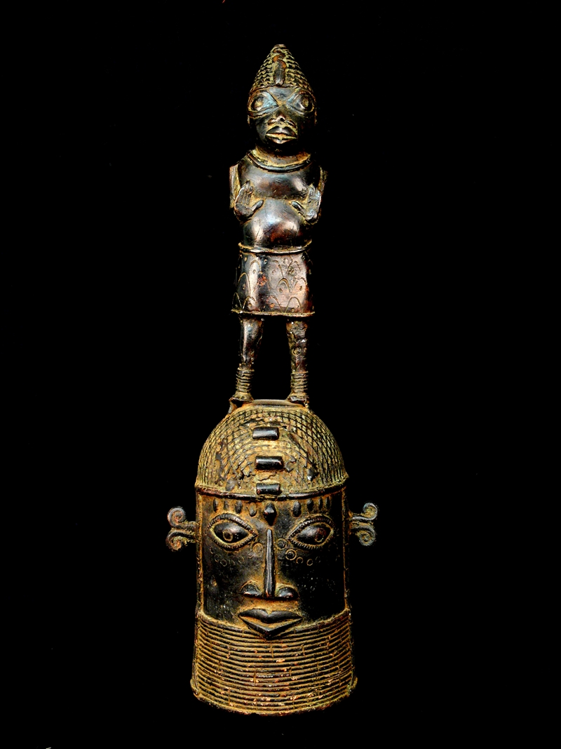 Benin Bell (1331) - Bronze, leopard, messenger, warrior, statue, pirogues