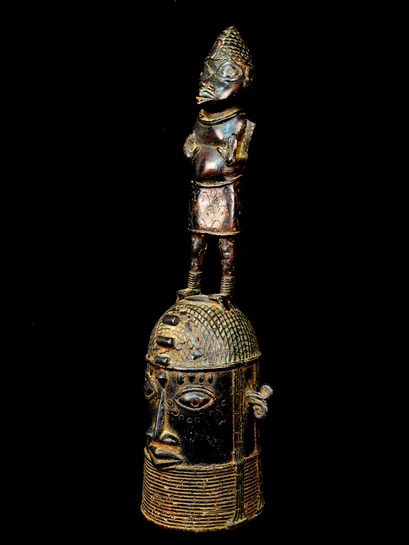 Benin Bell (1331) - Bronze, leopard, messenger, warrior, statue, pirogues