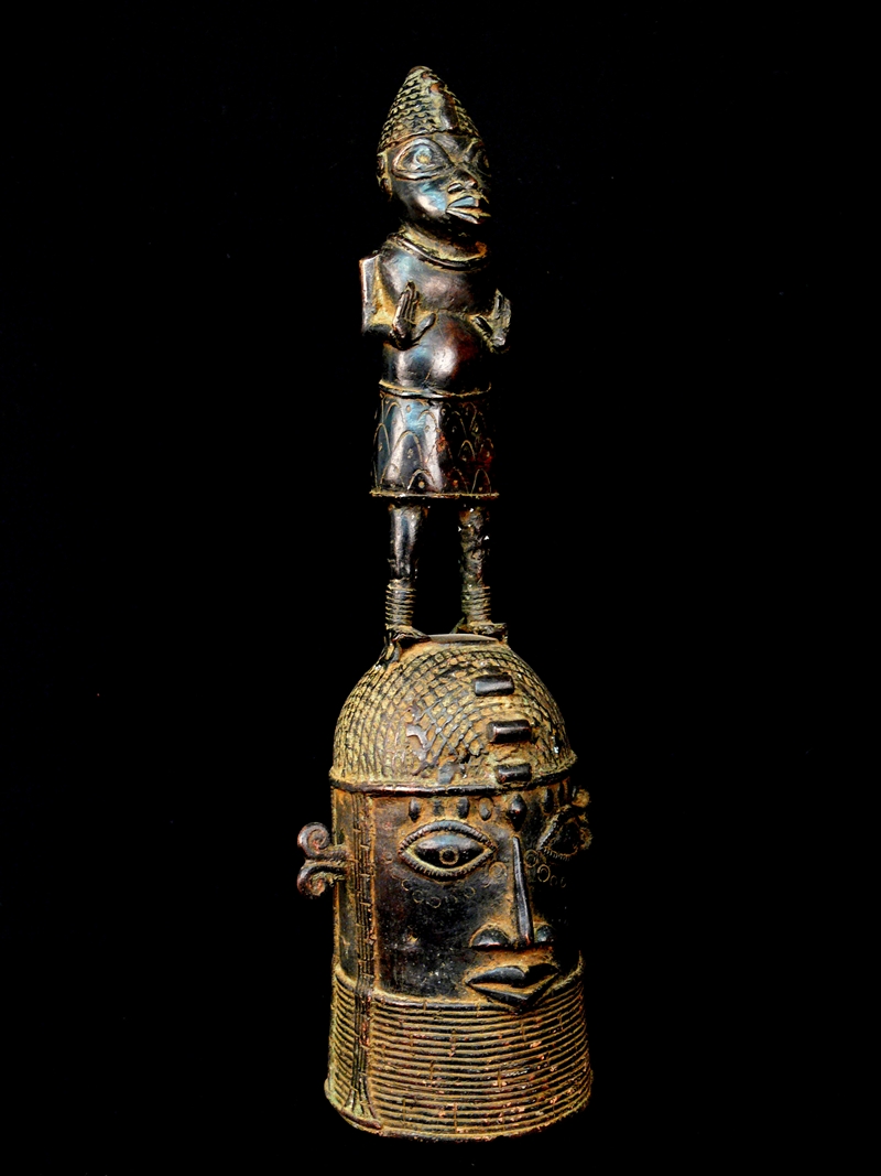 Benin Bell (1331) - Bronze, leopard, messenger, warrior, statue, pirogues