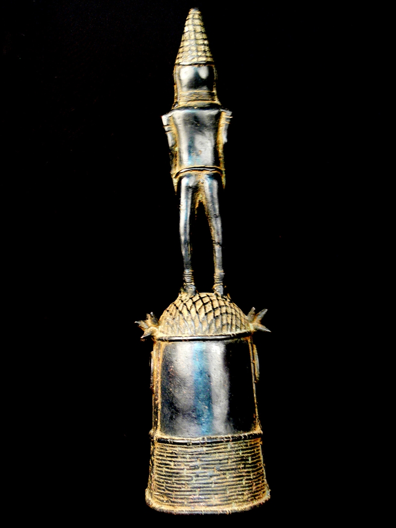 Benin Bell (1381) - Bronze, leopard, messenger, warrior, statue, pirogues