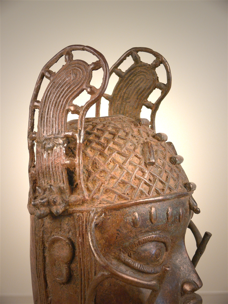 Oba Head (1675) - Bronze, leopard, messenger, warrior, statue, pirogues