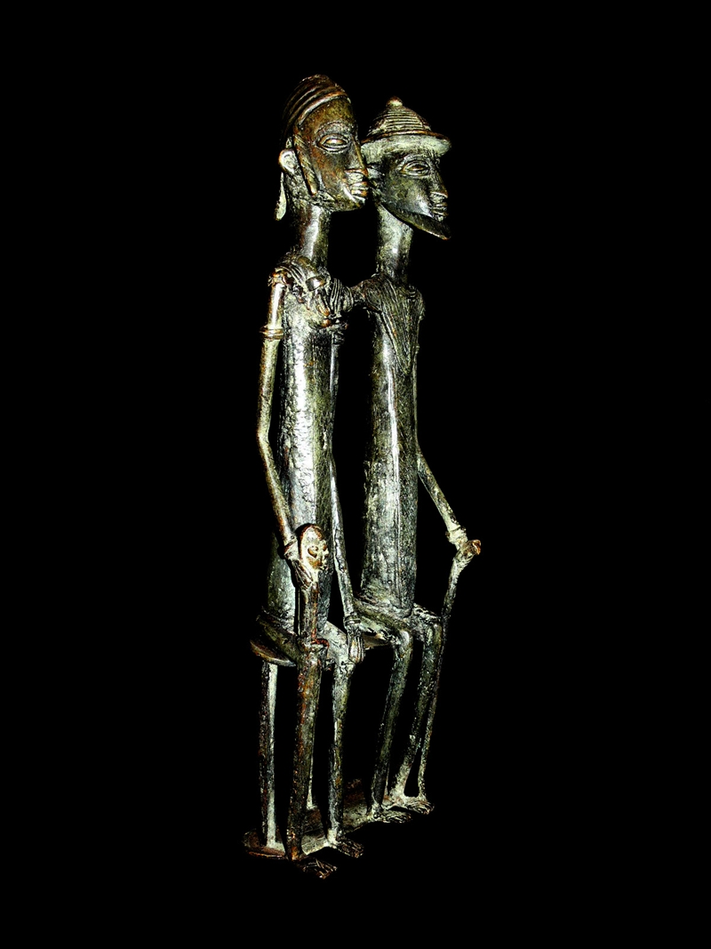Dogon primordial couple (2157) - Bronze, leopard, messenger, warrior ...
