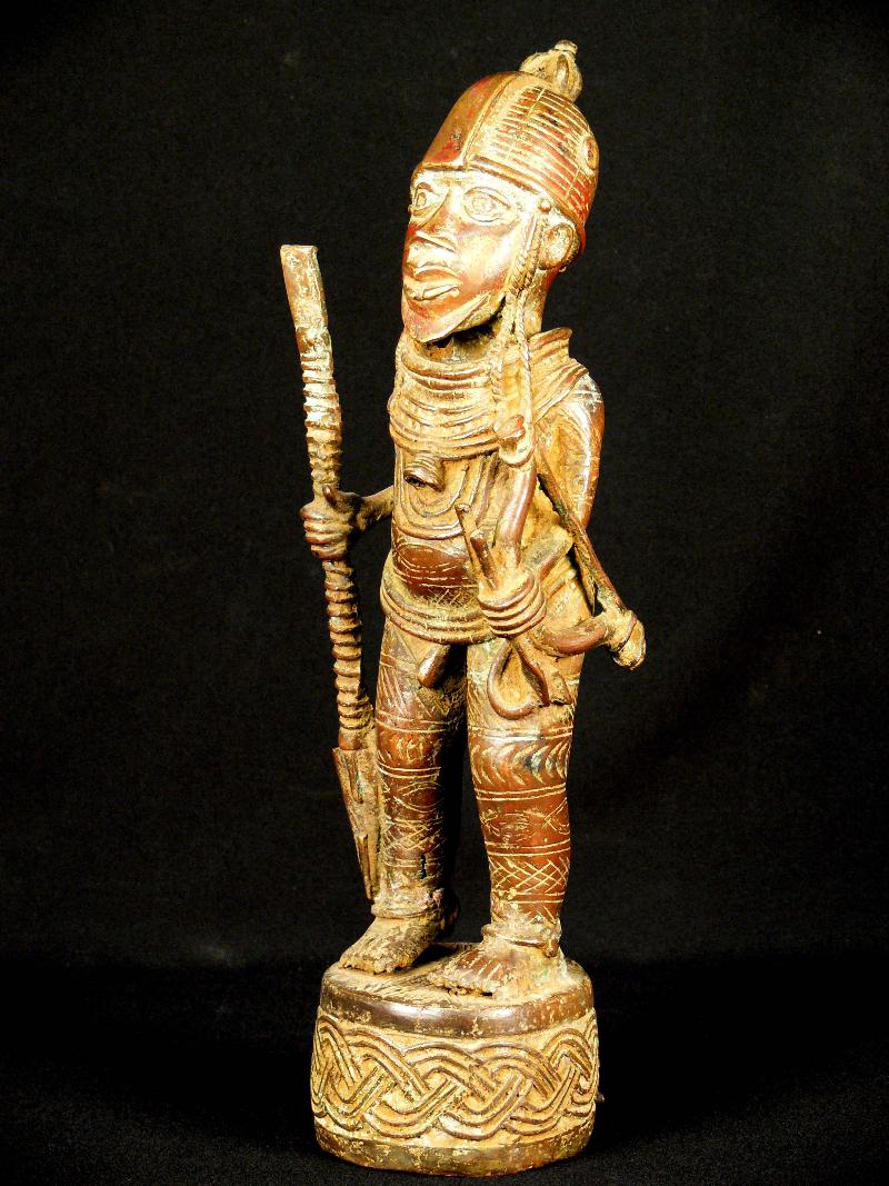 Benin warrior (248) - Bronze, leopard, messenger, warrior, statue, pirogues