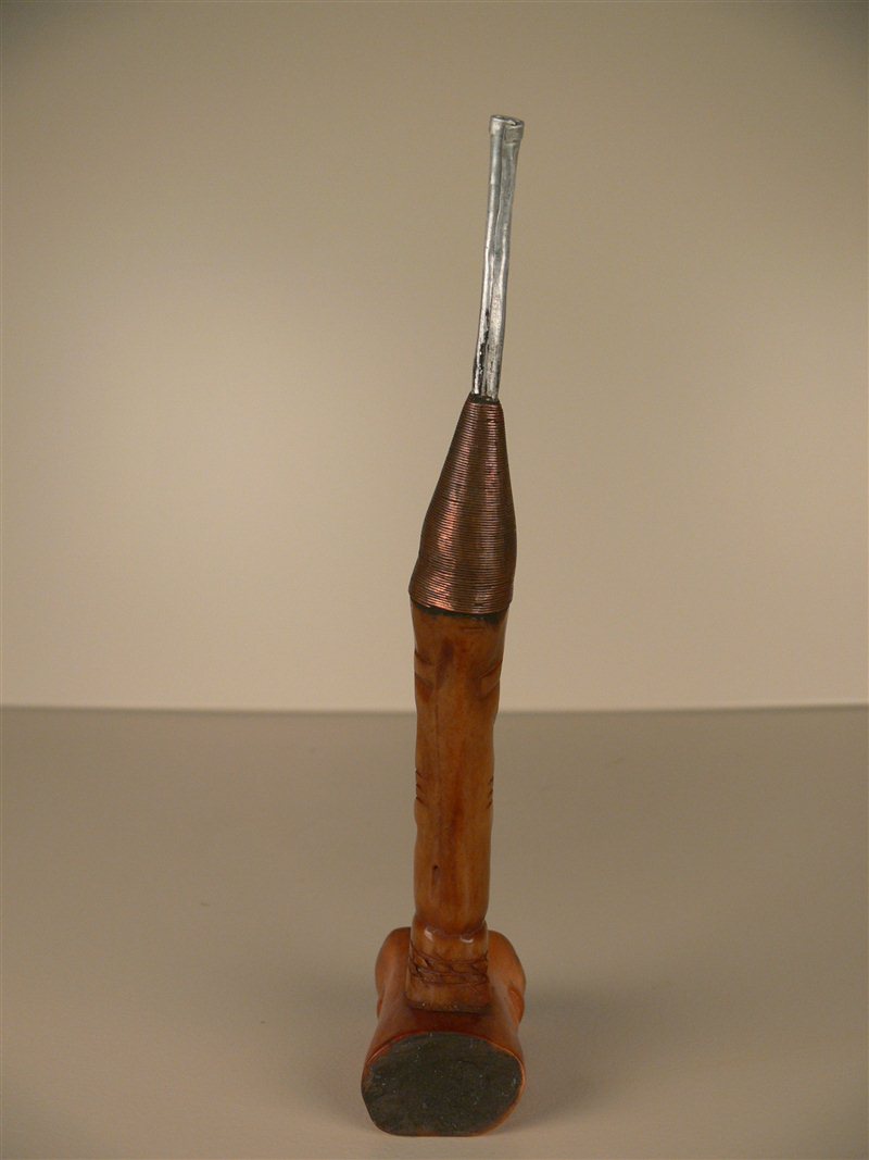 Bakongo Pipe (2694) - African pipes in wood, in bronze Kongo