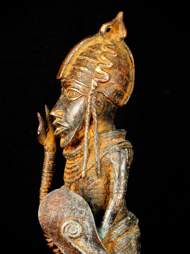 Benin warrior (271) - Bronze, leopard, messenger, warrior, statue, pirogues