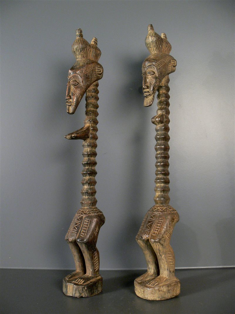 Couple de statues Baoulé Blolo Bla (3620) - Statues africaines