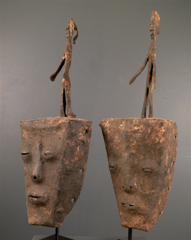Couple of Lobi steel masks (3864) - African mask, tribal art, primitive art