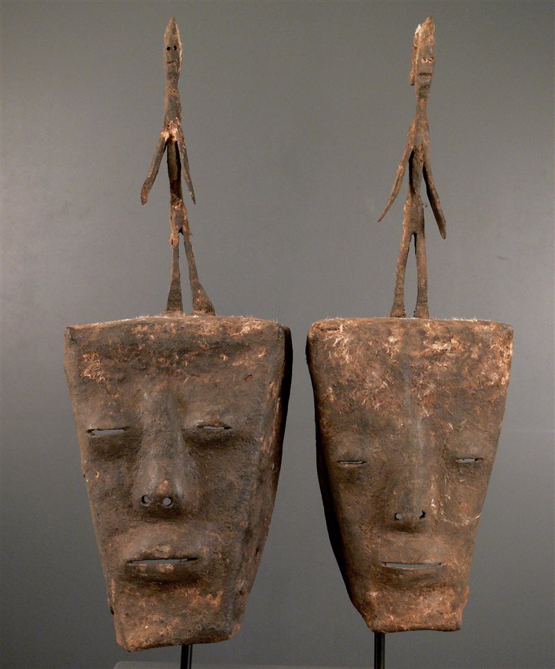 Couple of Lobi steel masks (3864) - African mask, tribal art, primitive art
