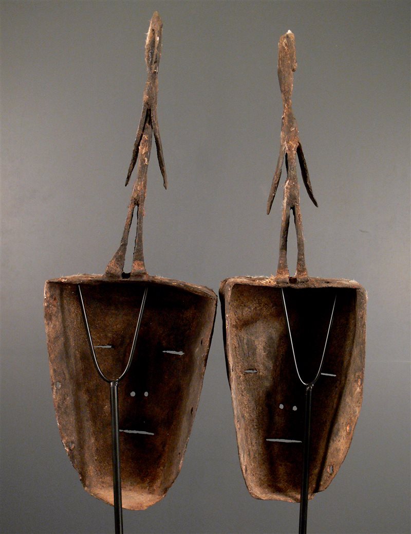 Couple of Lobi steel masks (3864) - African mask, tribal art, primitive art