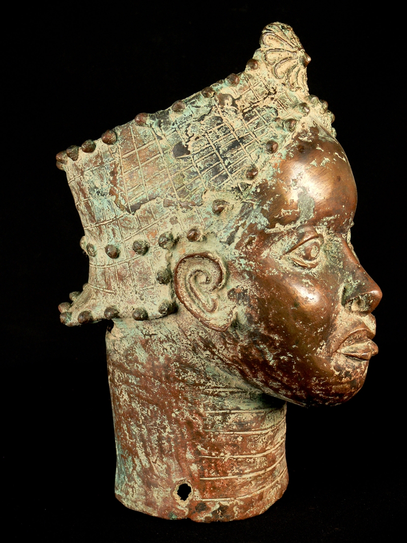 Ife head (433) - Bronze, leopard, messenger, warrior, statue, pirogues