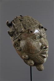 Masque Oba Benin Bini Edo en bronze (5909) - Masque africain