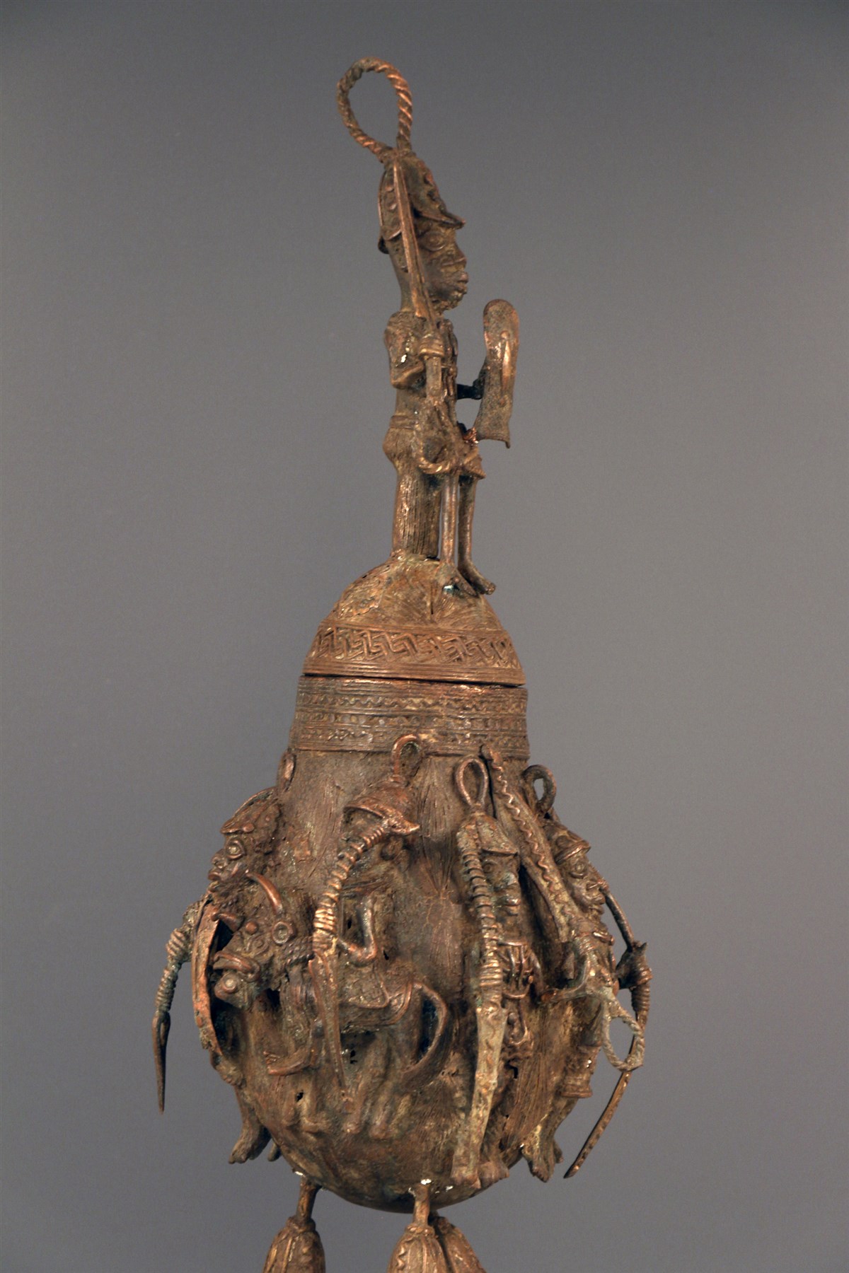 Pot à oracle Benin Bini Edo (5966) - Bronze, leopard, messager ...