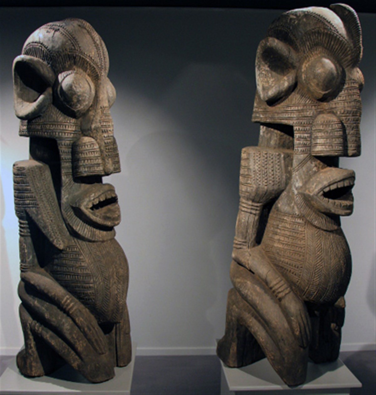 Couple de génies Dogon Nommos (6304) - Statues africaines Dogon