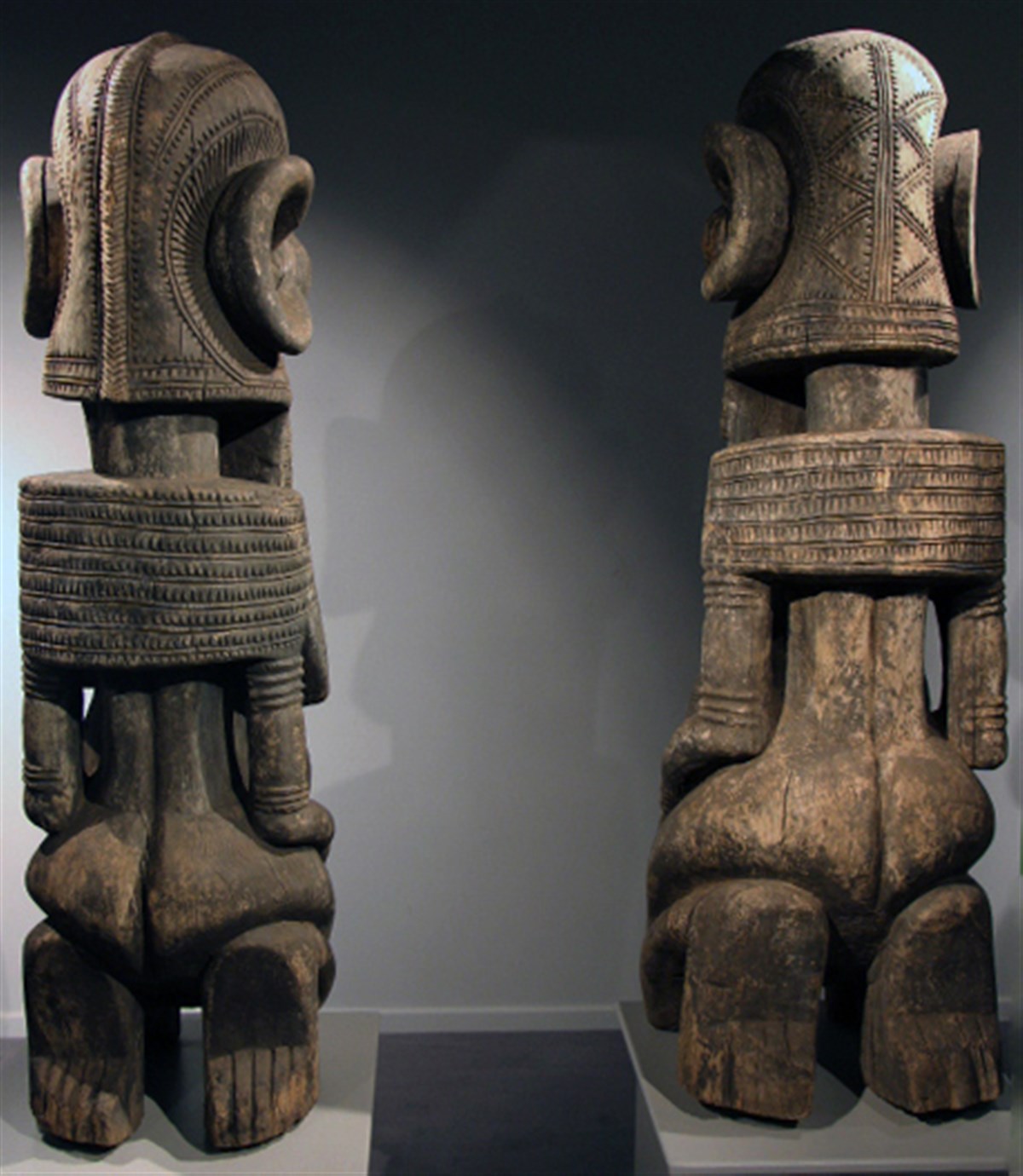 Couple de génies Dogon Nommos (6304) - Statues africaines Dogon