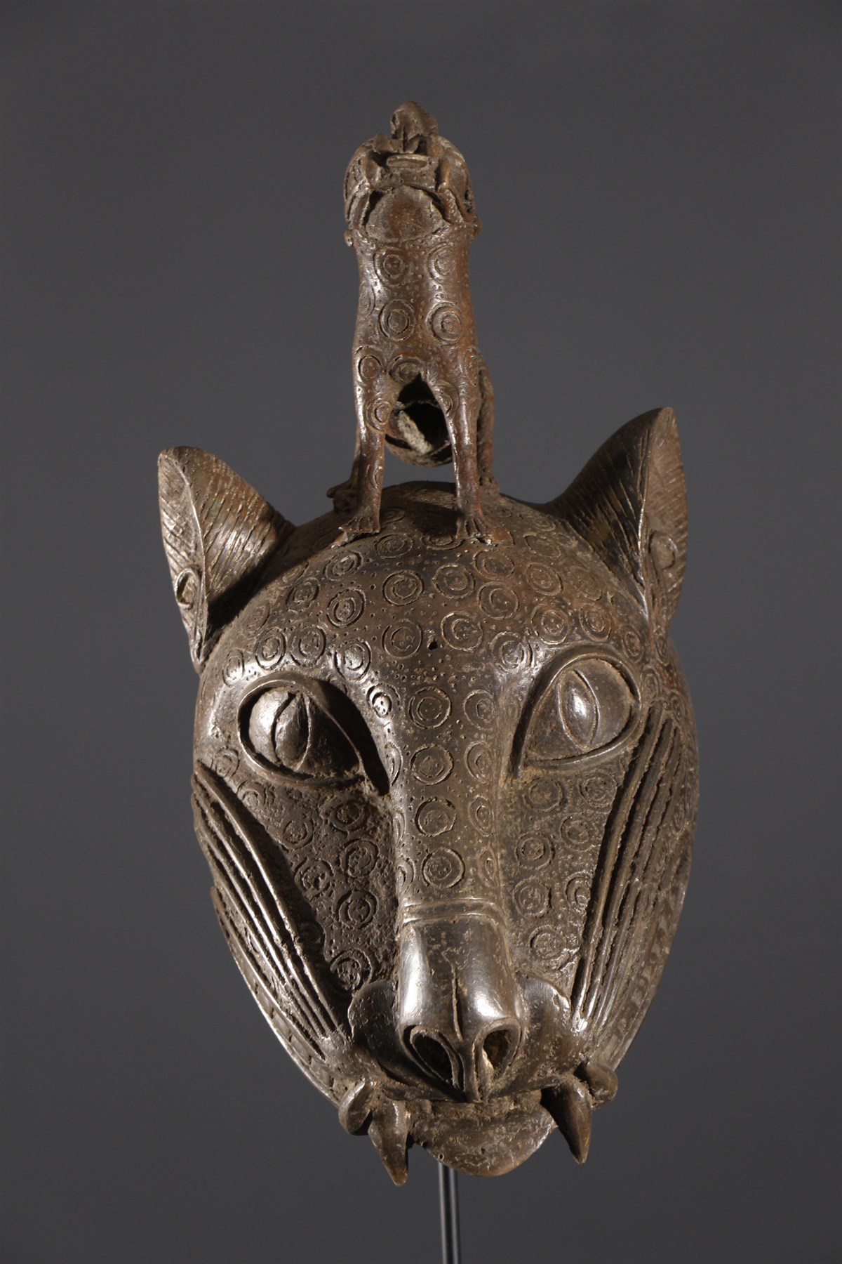 Grande tête de léopard Benin Bini Edo (6661) - Bronze africain