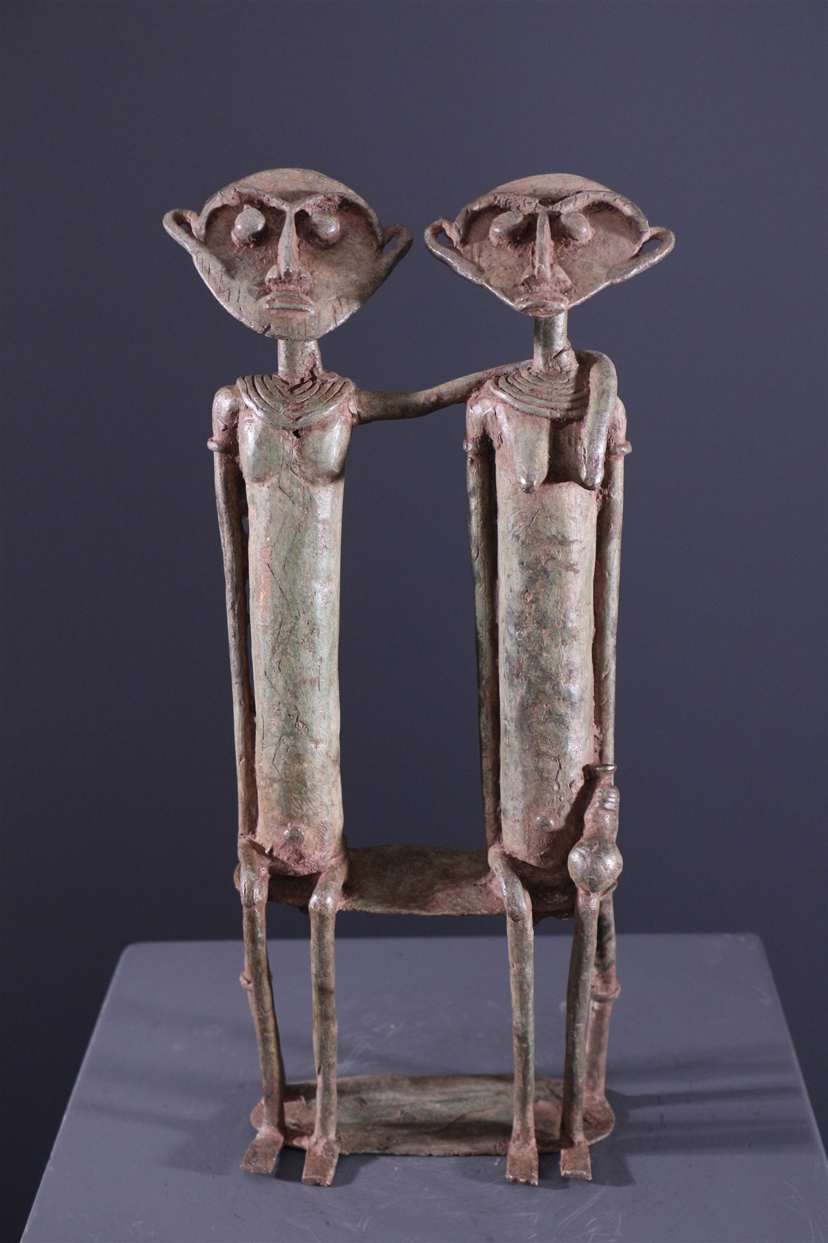 Couple primordial Dogon (7917) - Bronze africain Dogon - Art africain