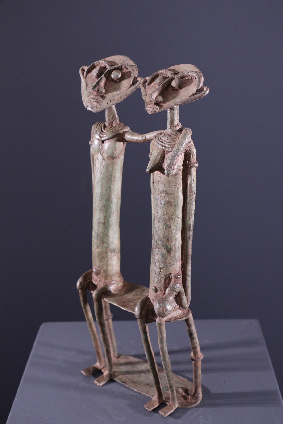 Couple primordial Dogon (7917) - Bronze africain Dogon - Art africain